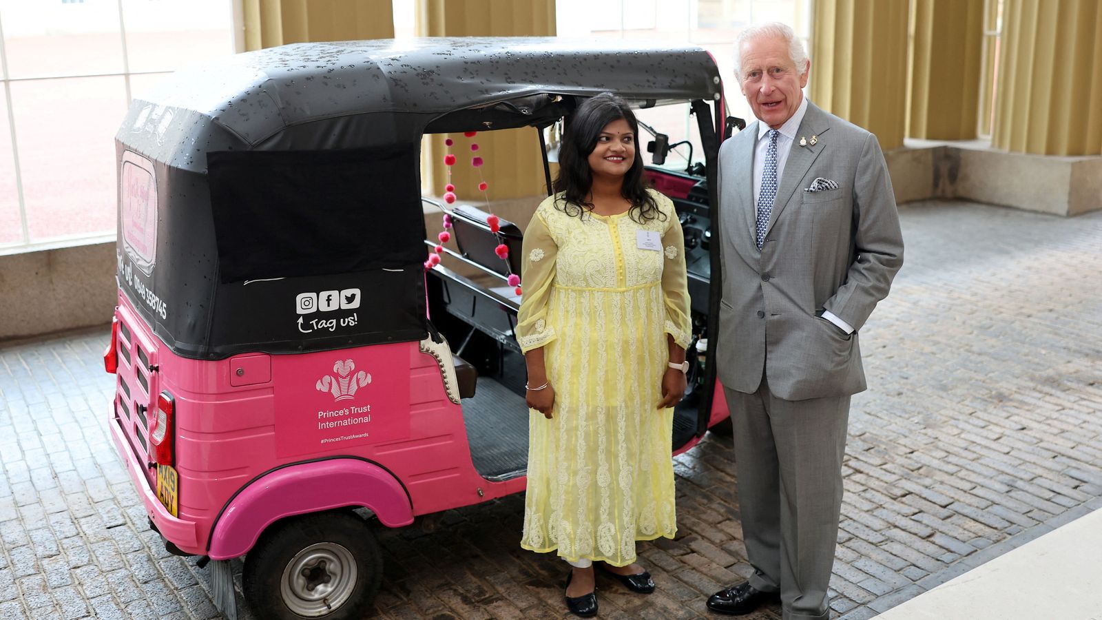 The King got the chance to marvel at our pink tuk tuk as it was parked ...